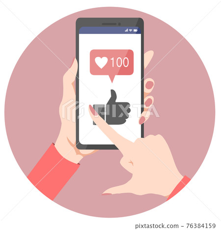 Smartphone likes! Screen (female hand to tap) - Stock Illustration ...