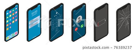 Various screens of isometric smartphones - Stock Illustration [76389237 ...