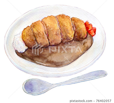 Watercolor illustration cutlet curry - Stock Illustration [76402057 ...