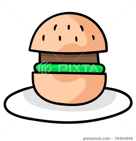 large portion of hamburger food on a plate.... - Stock Illustration ...