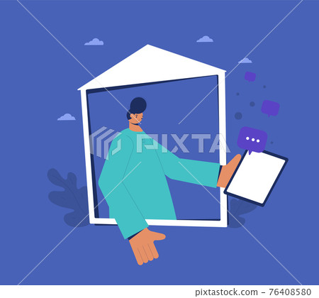 Online communication. Man portrait with frame.... - Stock Illustration ...