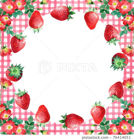 Analog watercolor strawberry square frame - Stock Illustration ...