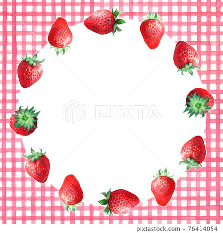 Analog watercolor strawberry square frame - Stock Illustration ...