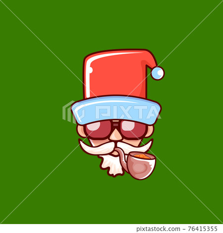 Santa Claus head with Santa red hat, smoking... - Stock Illustration ...