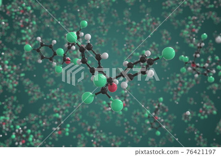 Dicofol molecule, ball-and-stick molecular... - Stock Illustration ...