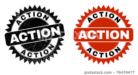 ACTION Black Rosette Watermark with Grunged Style - Stock Illustration ...
