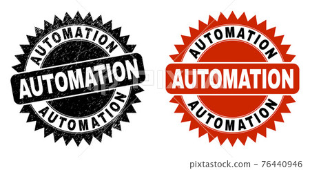 AUTOMATION Black Rosette Stamp with Grunge Surface - Stock Illustration ...