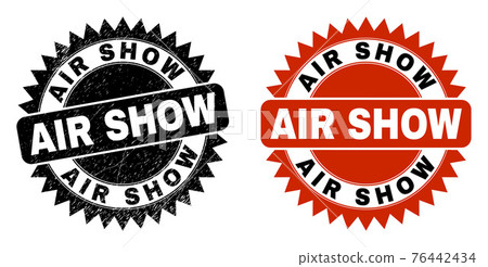 AIR SHOW Black Rosette Stamp Seal with Grunged... - Stock Illustration ...