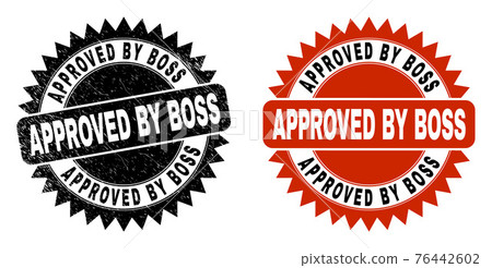 APPROVED BY BOSS Black Rosette Stamp with...-插圖素材 [76442602] - PIXTA圖庫