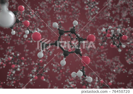 Vanillin molecule, scientific molecular model,... - Stock Illustration ...