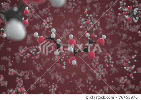 Fructose molecule, ball-and-stick molecular... - Stock Illustration ...