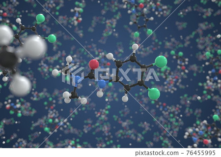 Diuron molecule made with balls, scientific... - Stock Illustration ...