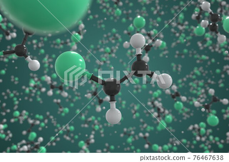 Chloroethene molecule made with balls,... - Stock Illustration ...