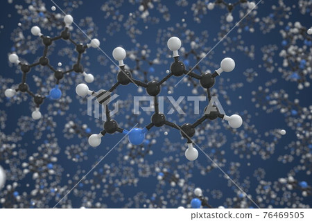 Quinoline molecule, scientific molecular model,... - Stock Illustration ...
