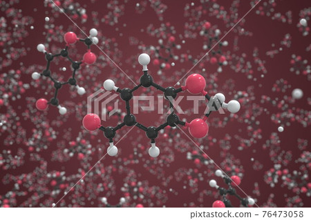 Molecule of piperonal, ball-and-stick molecular... - Stock Illustration ...