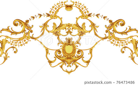 Golden border in rococo style - Stock Illustration [76473486] - PIXTA