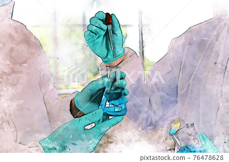 Young men scientist testing and checking in lab... - Stock Illustration ...