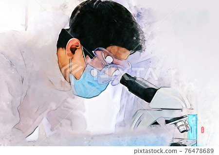Young men scientist testing and checking in lab... - Stock Illustration ...