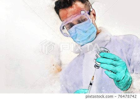 Young men scientist testing and checking in lab... - Stock Illustration ...