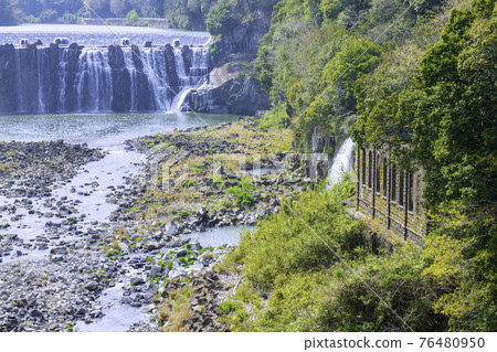 Beautiful Chinda Falls and the remains of the... - Stock Photo ...