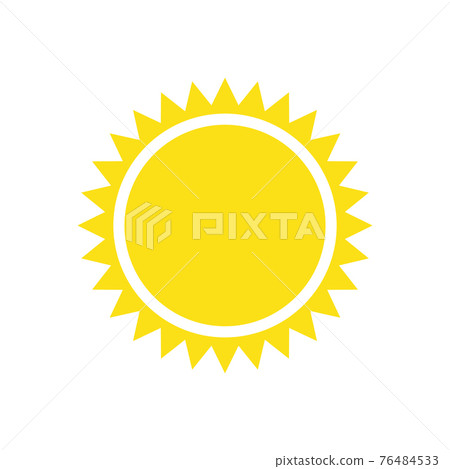 Yellow sun simple flat icon - Stock Illustration [76484533] - PIXTA
