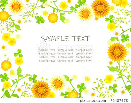 Illustration frame of Gazania and yellow flowers - Stock Illustration ...