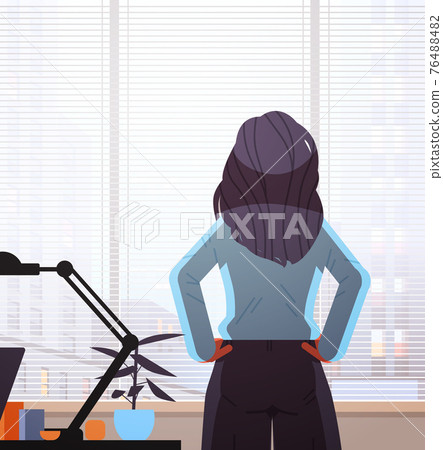 businesswoman looking forward through glass... - Stock Illustration ...