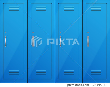 Gym lockers. Blue cabinets in gym room. - Stock Illustration [76495118 ...