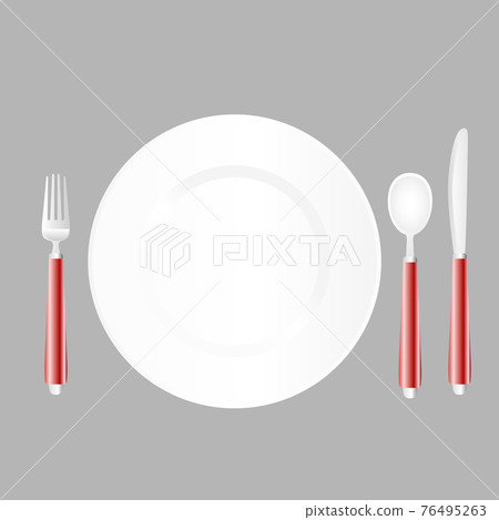 Cartoon vector illustration object plate fork... - Stock Illustration ...