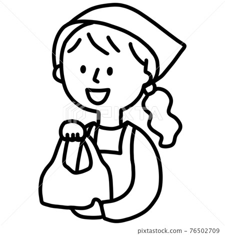 A clerk with a bento, a bento shop, a line drawing - Stock Illustration ...