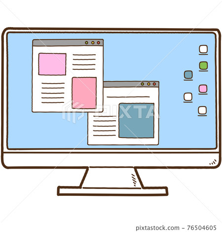 Hand-drawn desktop computer illustration with... - Stock Illustration ...