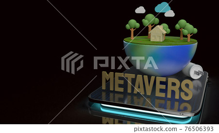 The earth on tablet for metaverse content 3d... - Stock Illustration ...