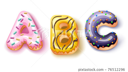 Donut icing upper latters - ABC Font of donuts....-插圖素材 [76512296 ...