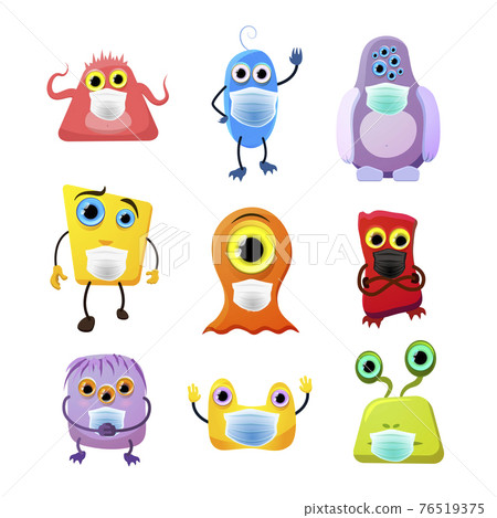 Set of cute monsters, childish cartoon... - Stock Illustration ...