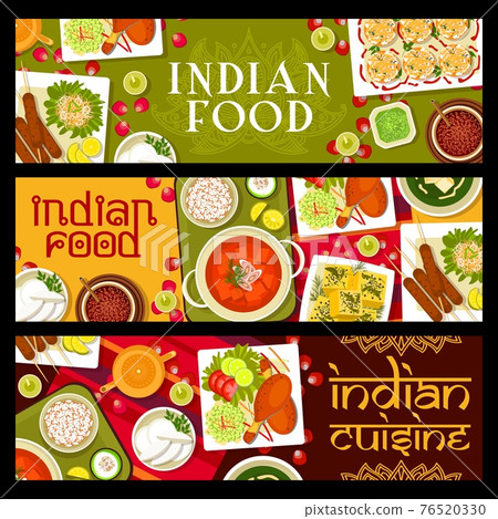 Indian food restaurant meals vector banners - Stock Illustration ...
