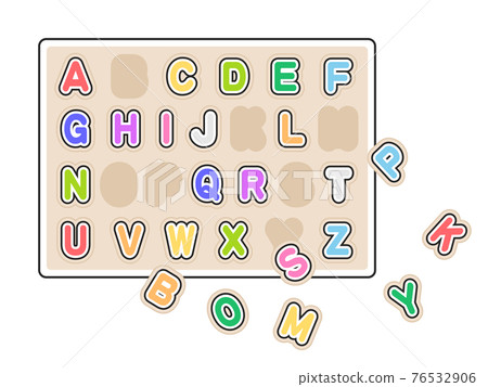 Illustration of a wooden puzzle of the alphabet... - Stock Illustration ...