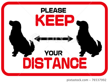 KEEP DISTANCE English social distance mark that... - Stock Illustration ...