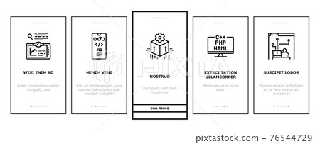 Dev Code Occupation Onboarding Icons Set Vector - Stock Illustration ...