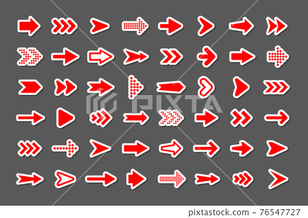 Colorful arrow stickers set. Red cursor icons,... - Stock Illustration ...