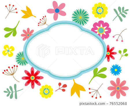 Colorful flower message card background frame - Stock Illustration ...