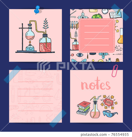 notes templates set with sketched science or... - Stock Illustration ...