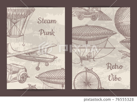 card, flyer or brochure template for steampunk - Stock Illustration ...