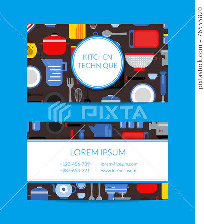 flat style kitchen utensils card template for... - Stock Illustration ...