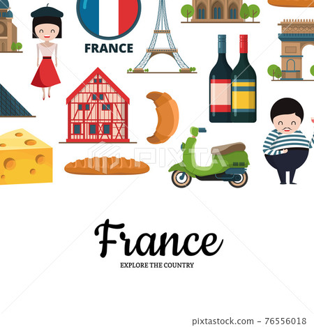 cartoon France sights and objects - Stock Illustration [76556018] - PIXTA
