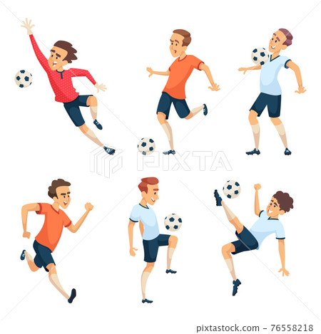 Soccer characters playing football. Isolated... - Stock Illustration ...