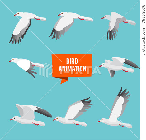 Key frames of animation flying bird - Stock Illustration [76558976] - PIXTA
