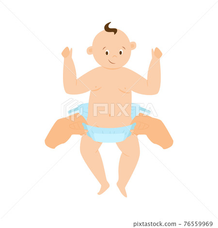Baby diaper change - hands changing cartoon... - Stock Illustration ...