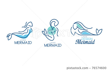 Mermaid Logo Design with Aquatic Creature... - Stock Illustration ...