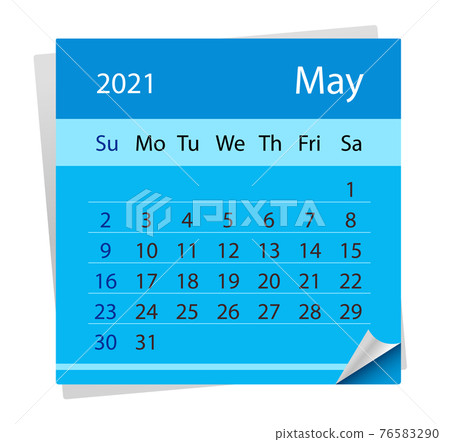 Calendar sheet on month of May 2021. Vector... - Stock Illustration ...