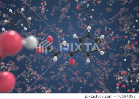 Hippuric acid molecule made with balls,... - Stock Illustration ...